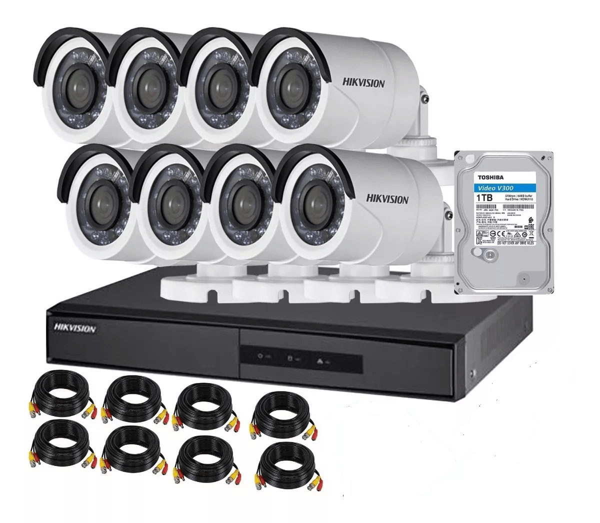 Hikvision DS-J142I/7208HGHI-M1C+8CAM Kit DVR + 8 camaras +HDD 1TB ...